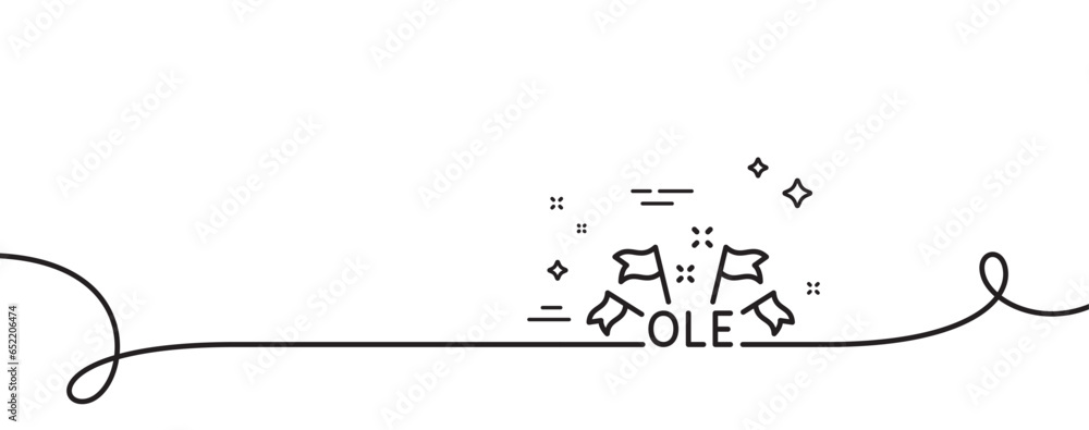 Ole chant line icon. Continuous one line with curl. Championship with ...