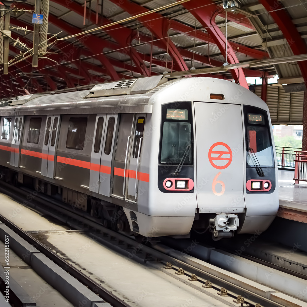 New Delhi India – August 10 2023 - Delhi Metro train arriving at ...