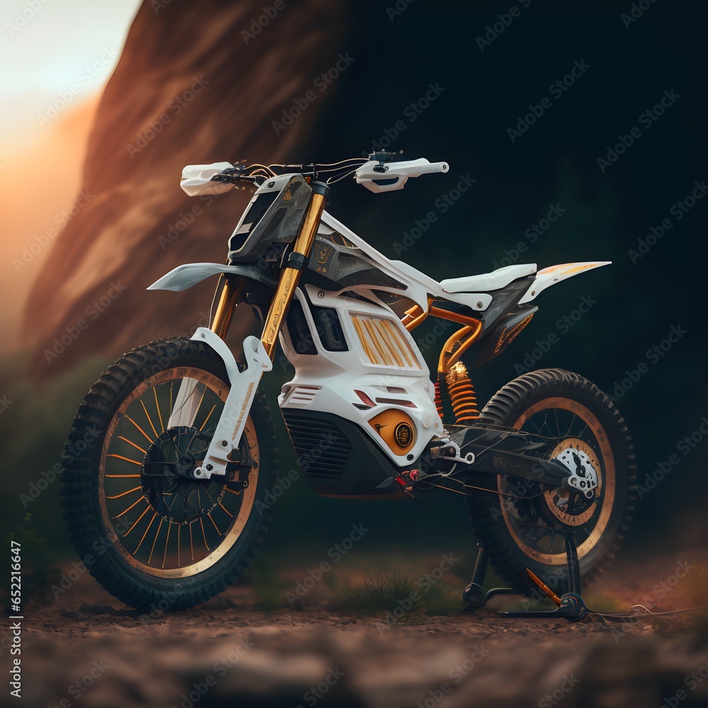 dirtbike style ebike with TOB decal realistic photo shoot ...