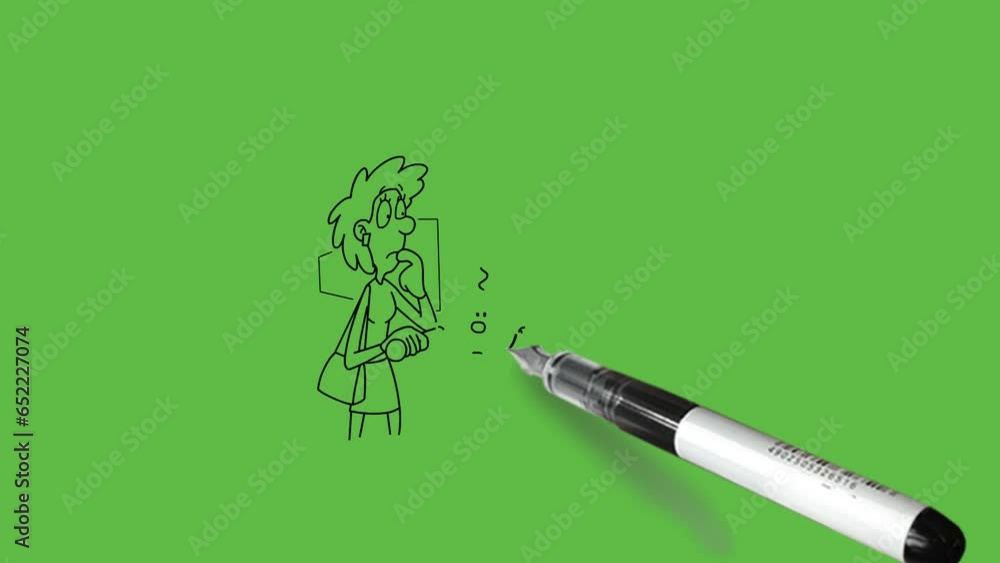 draw young woman carry her baby in trolley seat and keep left hand ...