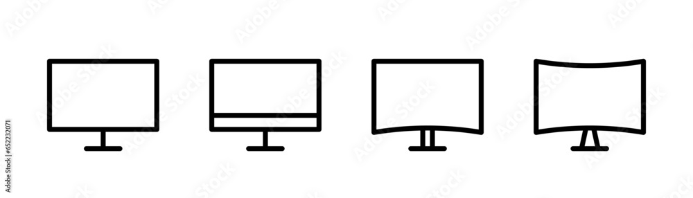 Monitor icon in line. PC screen icons set. Computer monitor sign ...