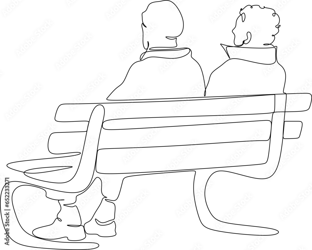 Old retired man and woman vector, old woman and man logo, sketch ...