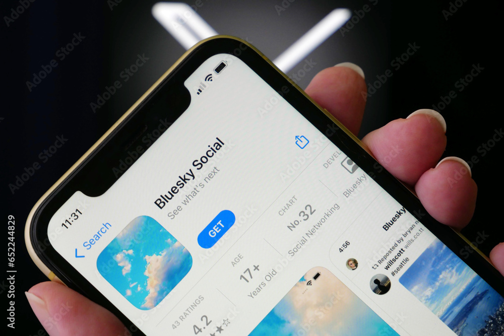 Lviv, Ukraine - 09 25 2023 : Twitter vs BlueSky. Twitter alternative ...