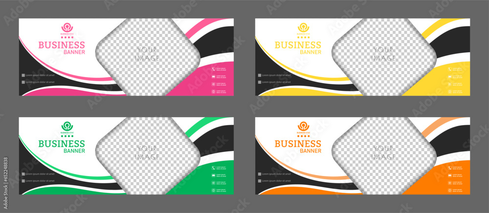 Layout for a business banner. A set of colored horizontal templates ...