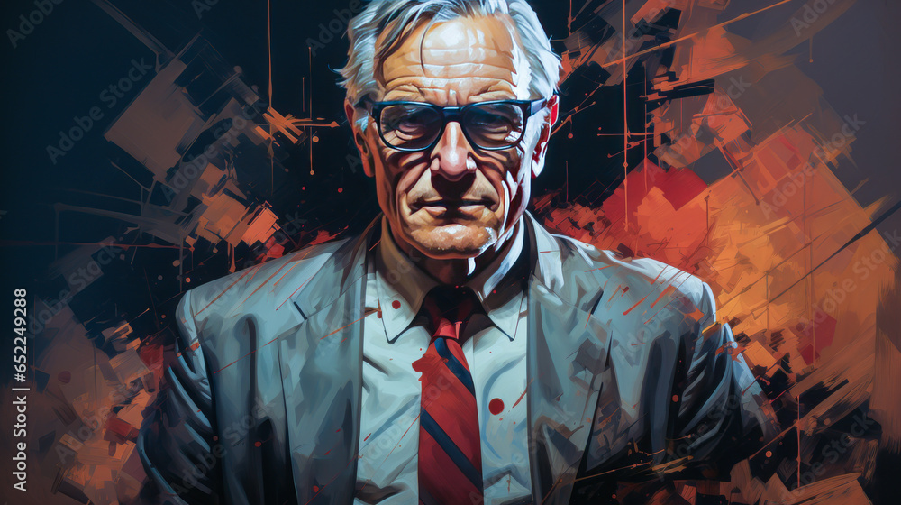 Dynamic illustration of a modern, street-art styled businessman or CEO ...