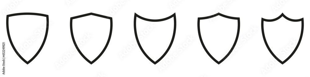 Shields set. Collection of security shield icons with contours and ...