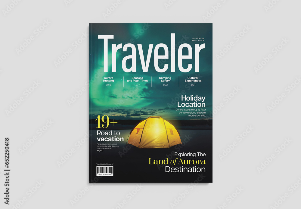 Travel Magazine Cover Layout Adventure Outdoor Tourist Activity Explore ...