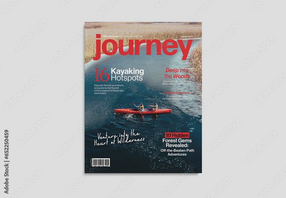 Travel Magazine Cover Layout for Adventure Outdoor Activity Nature ...