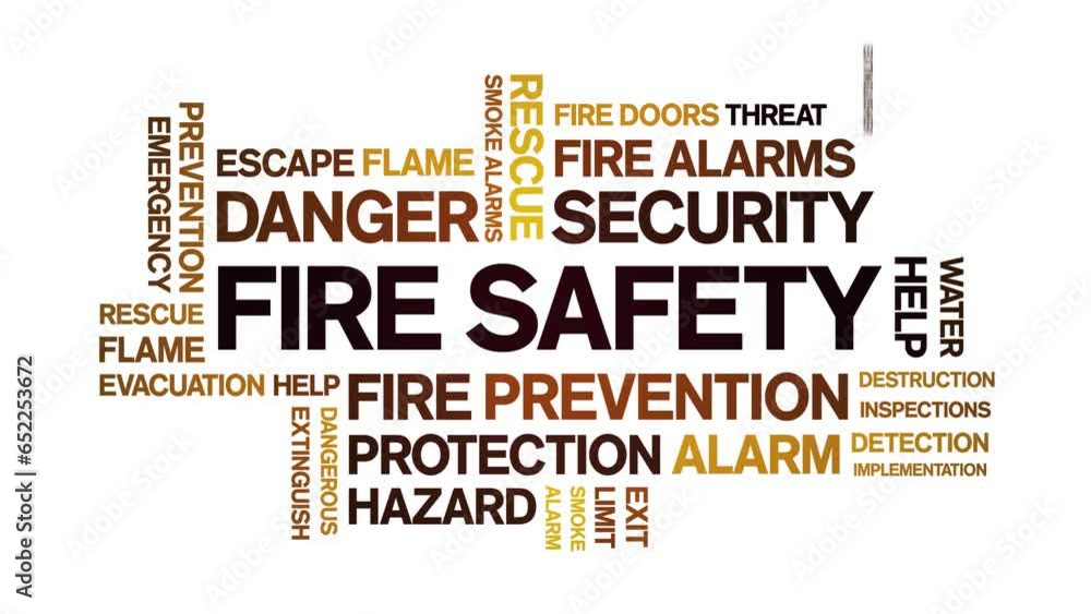 Fire Safety animated tag word cloud;text design animation kinetic ...
