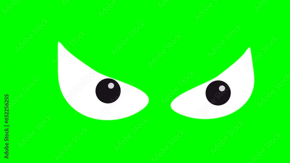 Cartoon simple blinking looking angry eyes on green screen insert ...