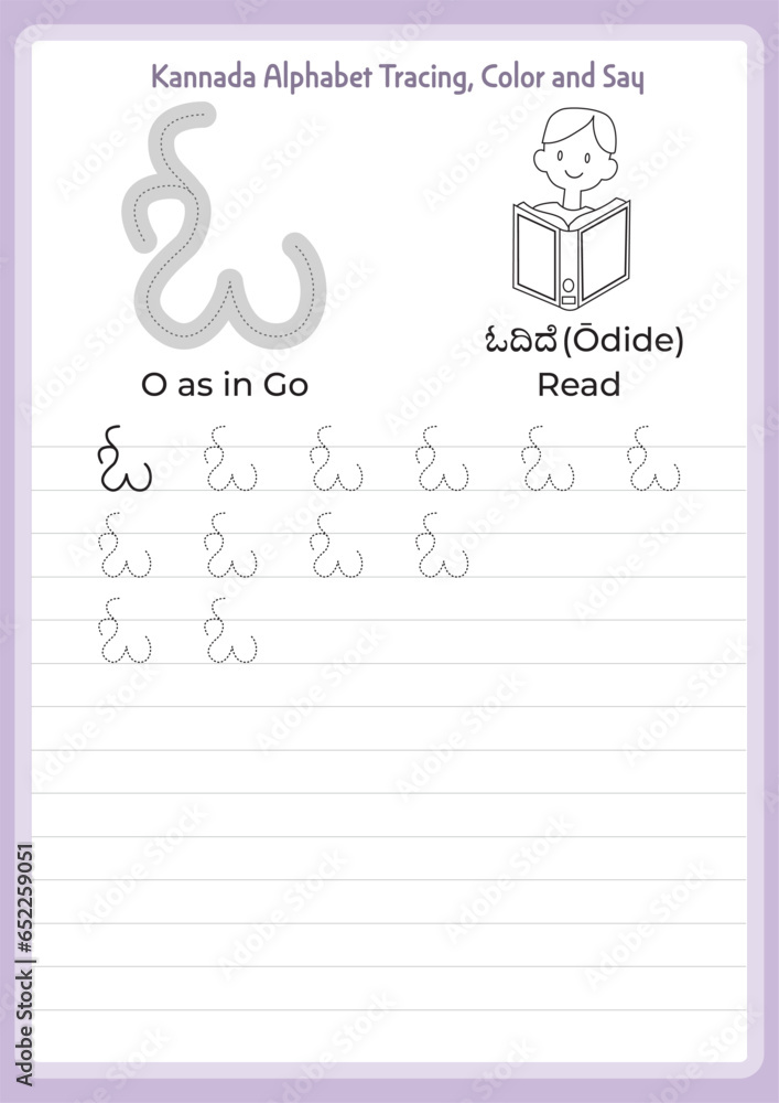 Kannada Alphabet Trace, Color and Say | Learn Kannda with English ...