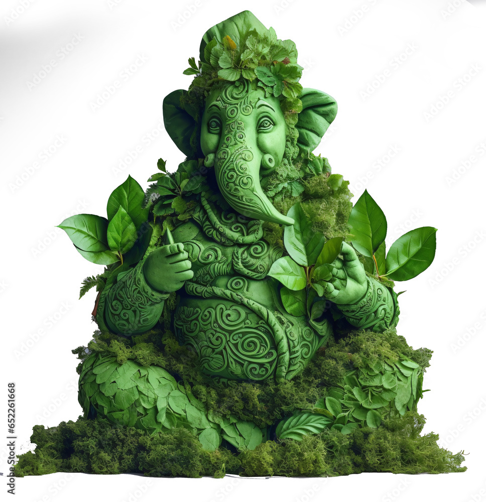 Green Ganesh Figure, Lord Ganesha, isolated on the transparent ...