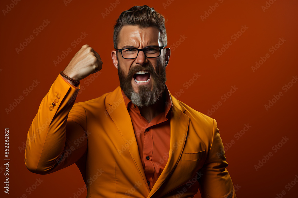 Determined man in a power pose, exuding strength and determination, in ...