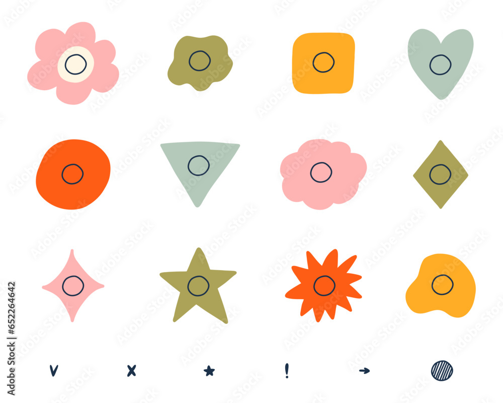 Cute hand drawn set with empty checkboxes with check and cross marks ...