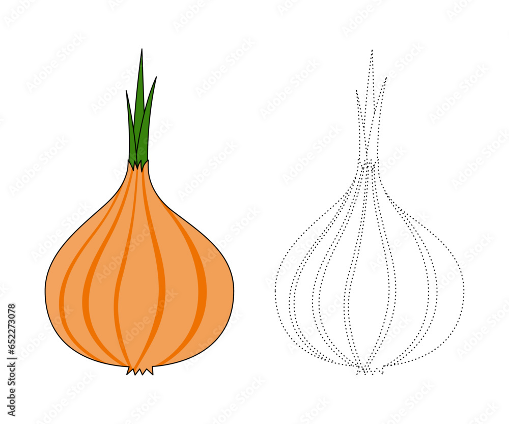 Yellow onion. Coloring page or coloring book for children, Yellow onion ...