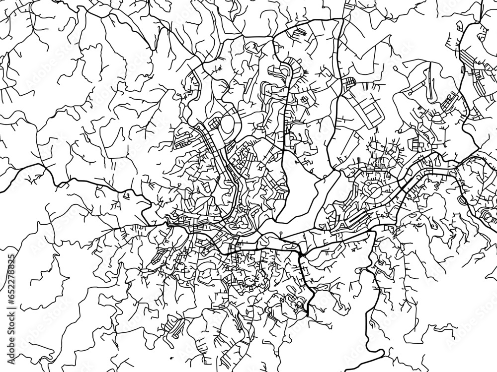 Vector road map of the city of VNM Da Lat in Vietnam with black roads on a white background ...