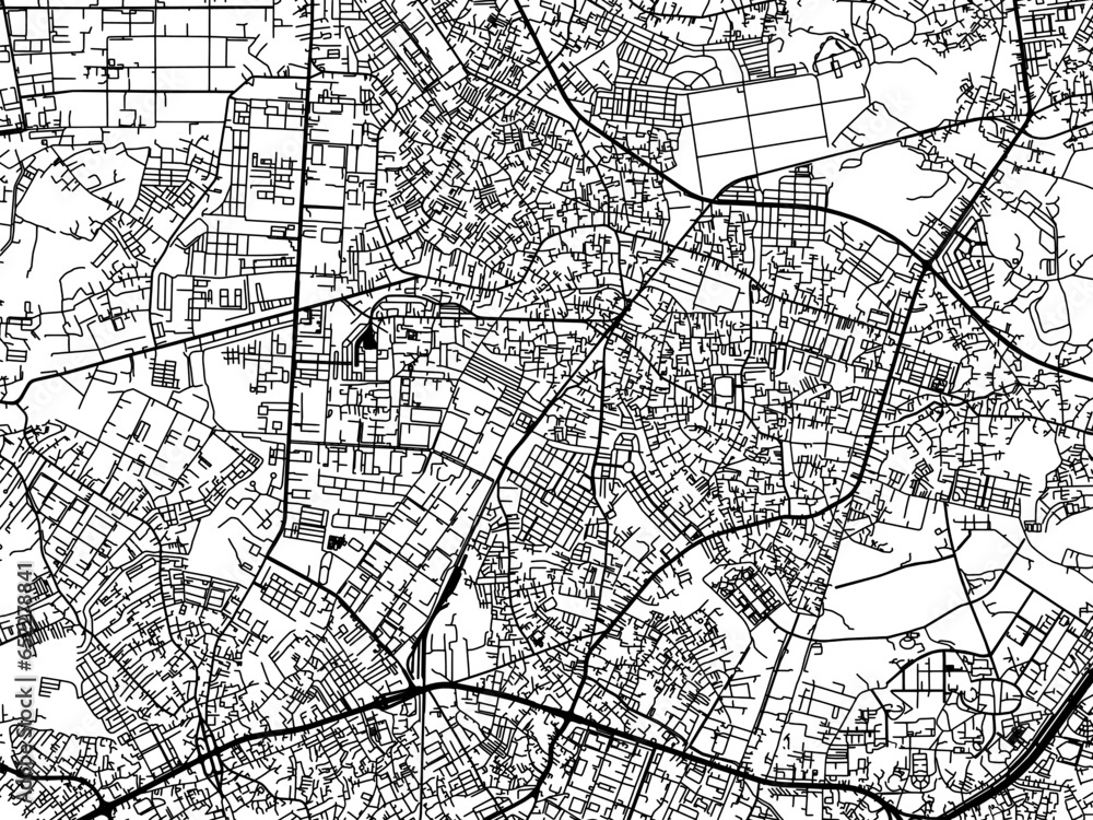 Vector road map of the city of VNM Di An in Vietnam with black roads on a white background ...