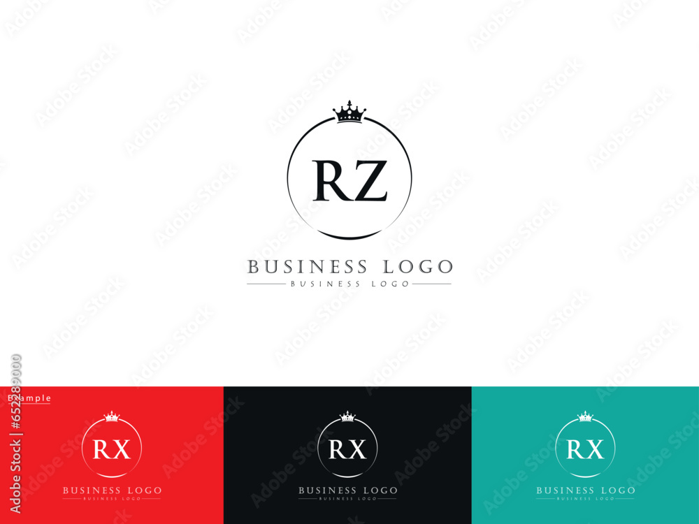 Luxury RZ zr Logo Image, Creative Crown Rz Logo Icon Vector Letter ...