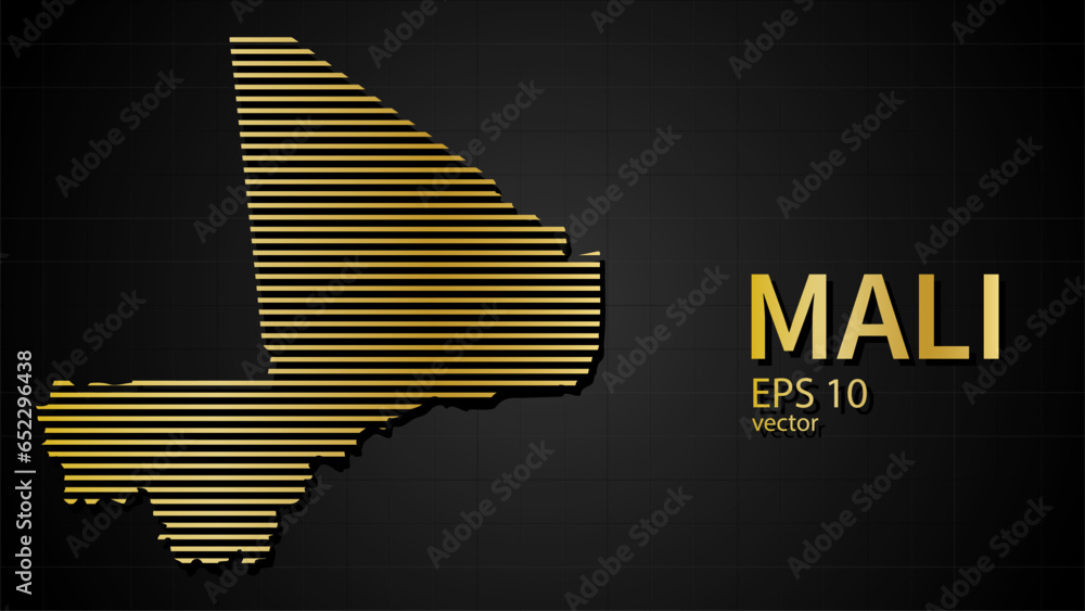 Vector gold map of Mali, futuristic modern website background or cover ...