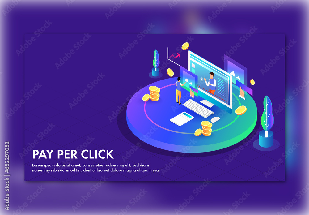 Pay Per Click Based Landing Page Design With Man Watching Video In ...