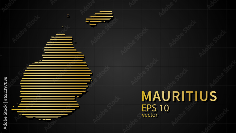 Vector gold map of Mauritius, futuristic modern website background or ...