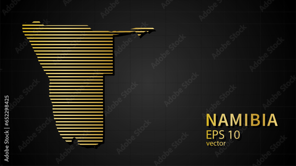 Vector gold map of Namibia, futuristic modern website background or ...
