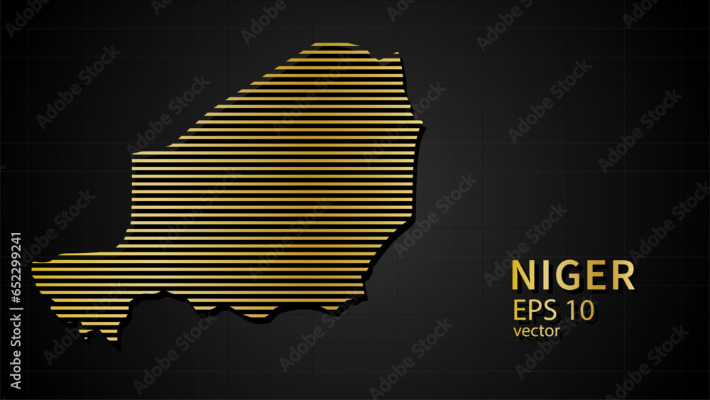 Vector gold map of Niger, futuristic modern website background or cover ...