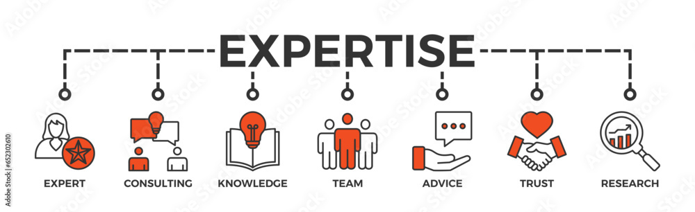 Expertise banner web icon vector illustration concept representing high-level knowledge and ...