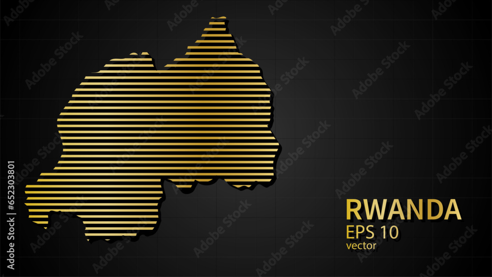 Vector gold map of Rwanda, futuristic modern website background or ...