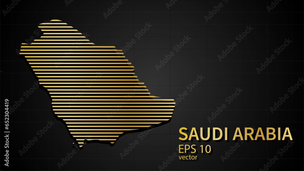 Vector gold map of Saudi Arabia, futuristic modern website background ...