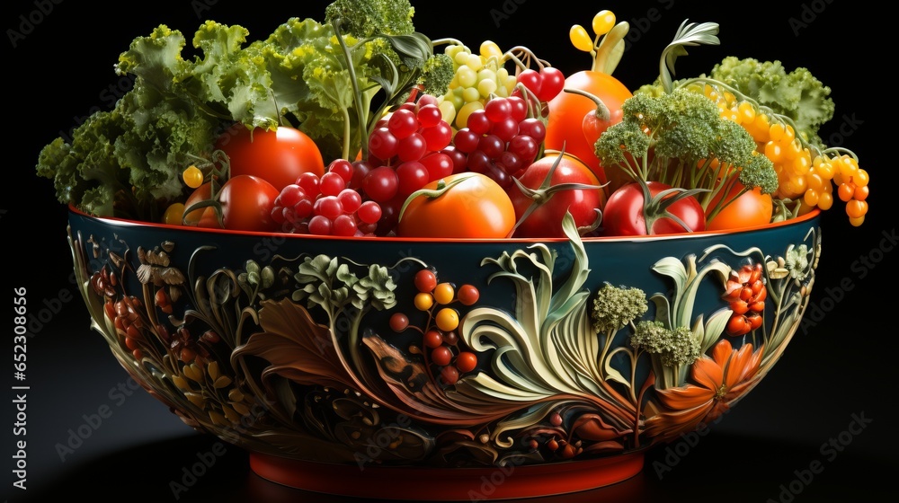 A vibrant bowl of freshly-picked, nutrient-rich produce, bursting with ...