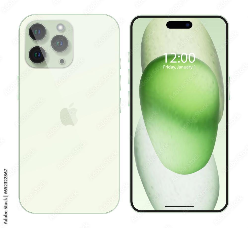 New Green iPhone 15 pro, pro max Deep green color by Apple Inc. Mock-up ...
