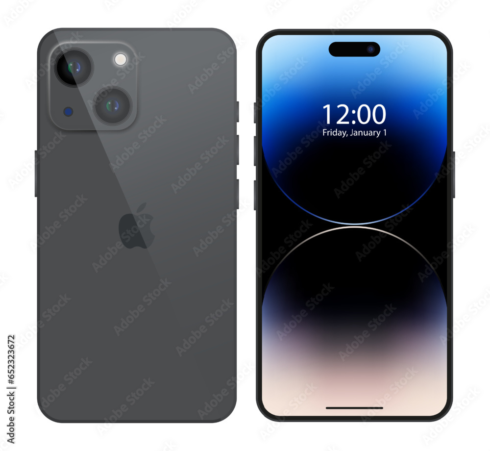 New iPhone 15 pro, pro max Deep gray color by Apple Inc. Mock-up screen ...
