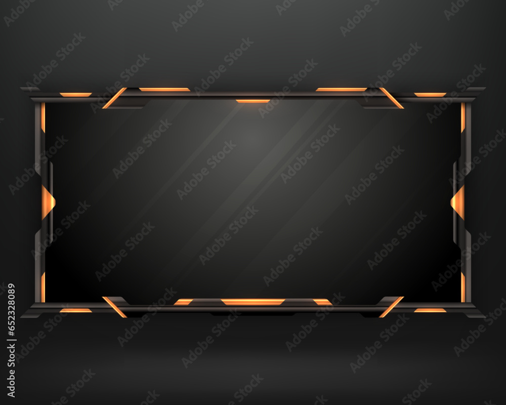 Abstract Black and gold webcam overlay screen border frame for live ...