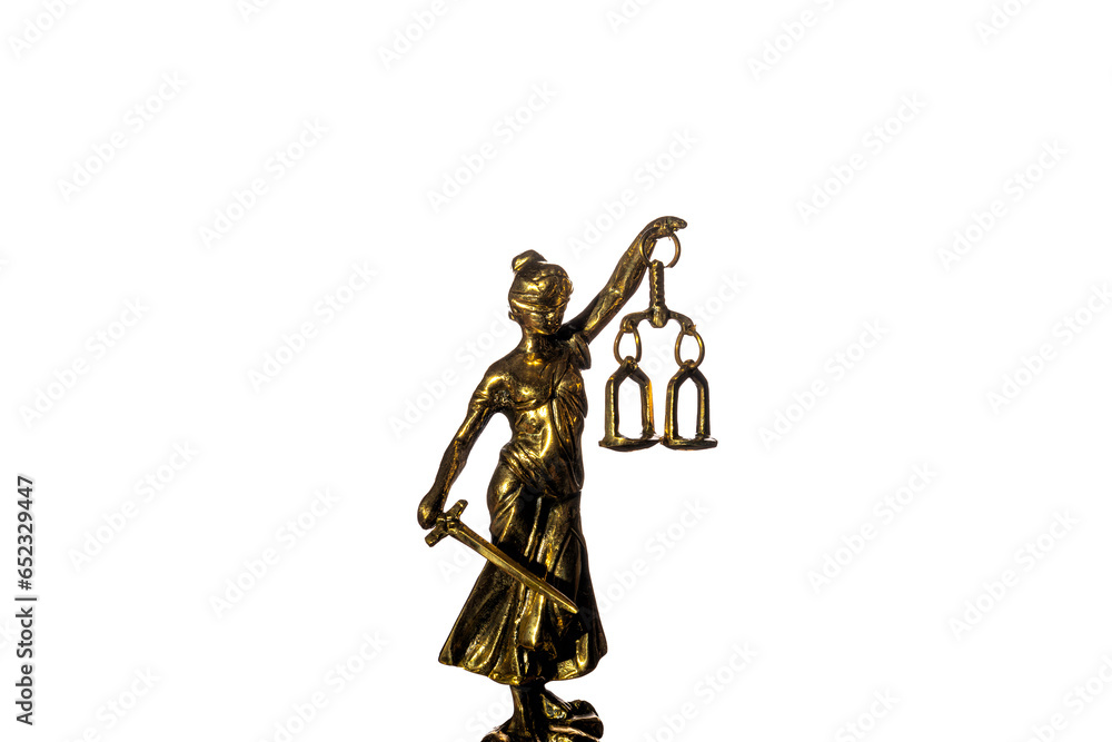Lady Justice, goddess Justitia, with white background Stock Photo ...