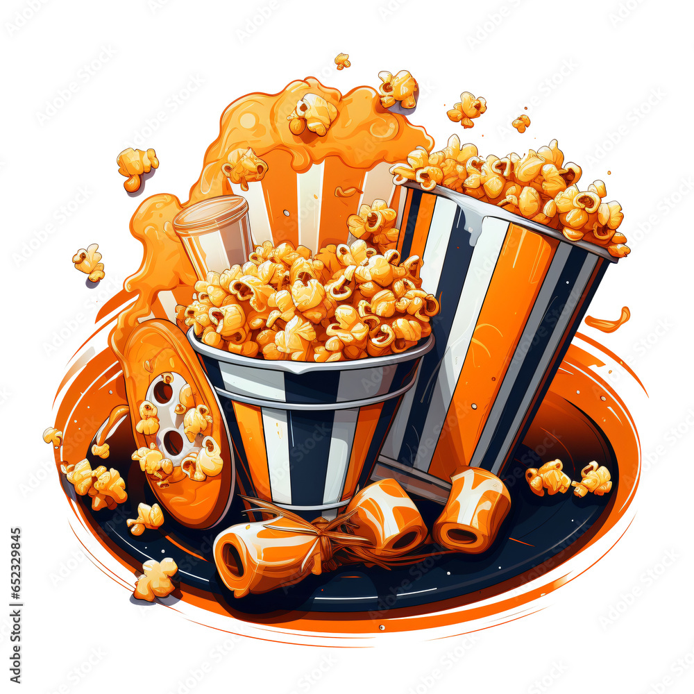 Popcorn Illustration, Popcorn Art, Cartoon Popcorn, isolated on the ...