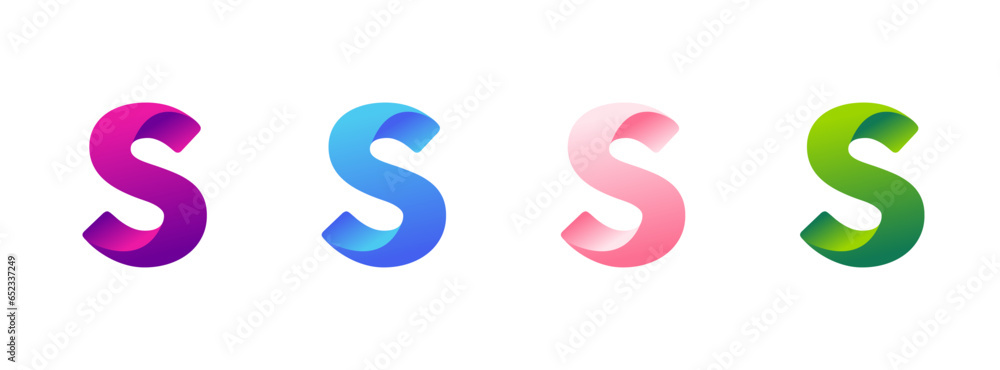 Letter S logo in four different colors, smoothly transitioning in a ...