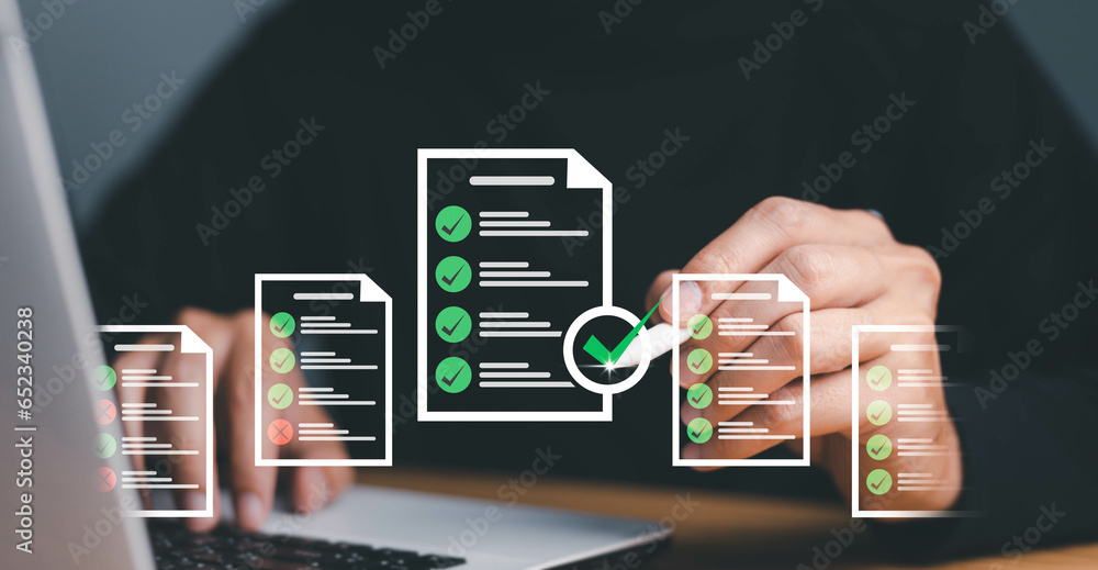 checklist survey, Check marks online form or answering questions ...