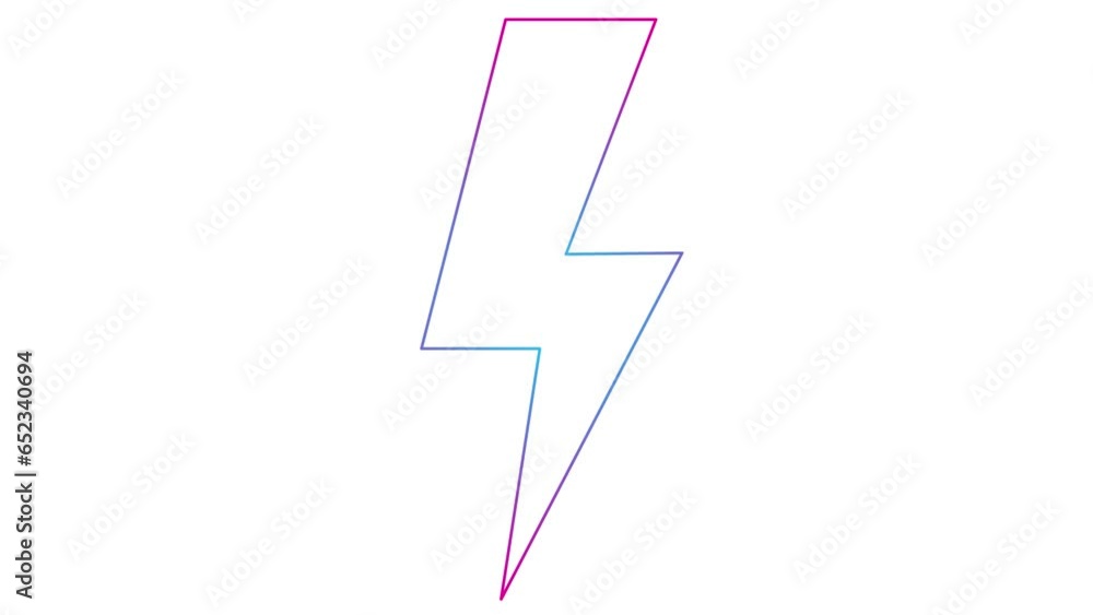 Animated linear pink blue symbol of lightning. Line energy icon of ...