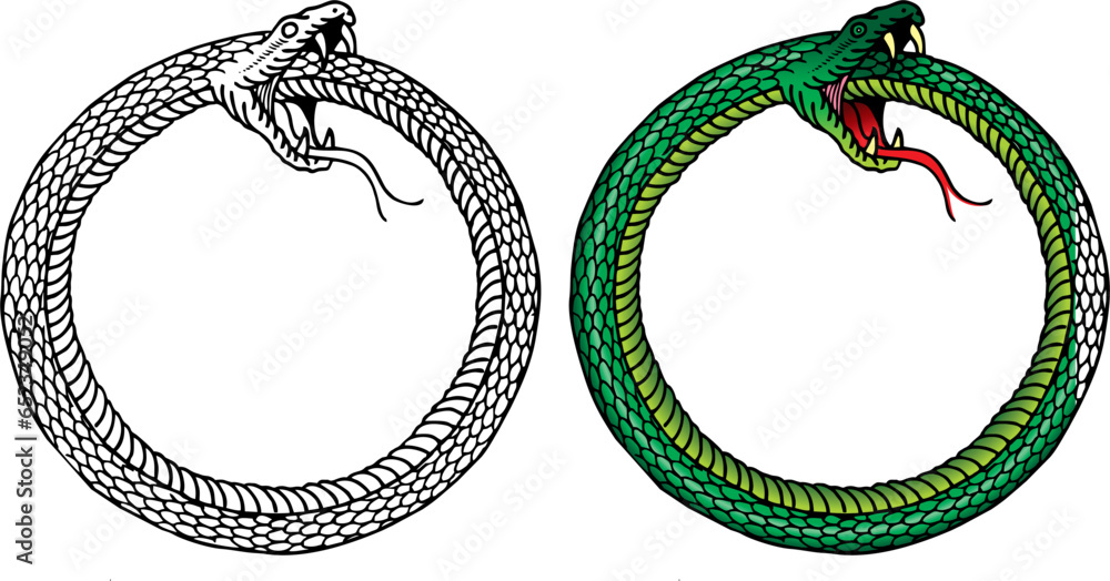 coiled snake biting its own tail, vector image Stock Vector | Adobe Stock