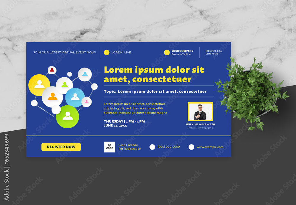 Blue and Yellow Network Builds Virtual Event Social Media Event Image ...