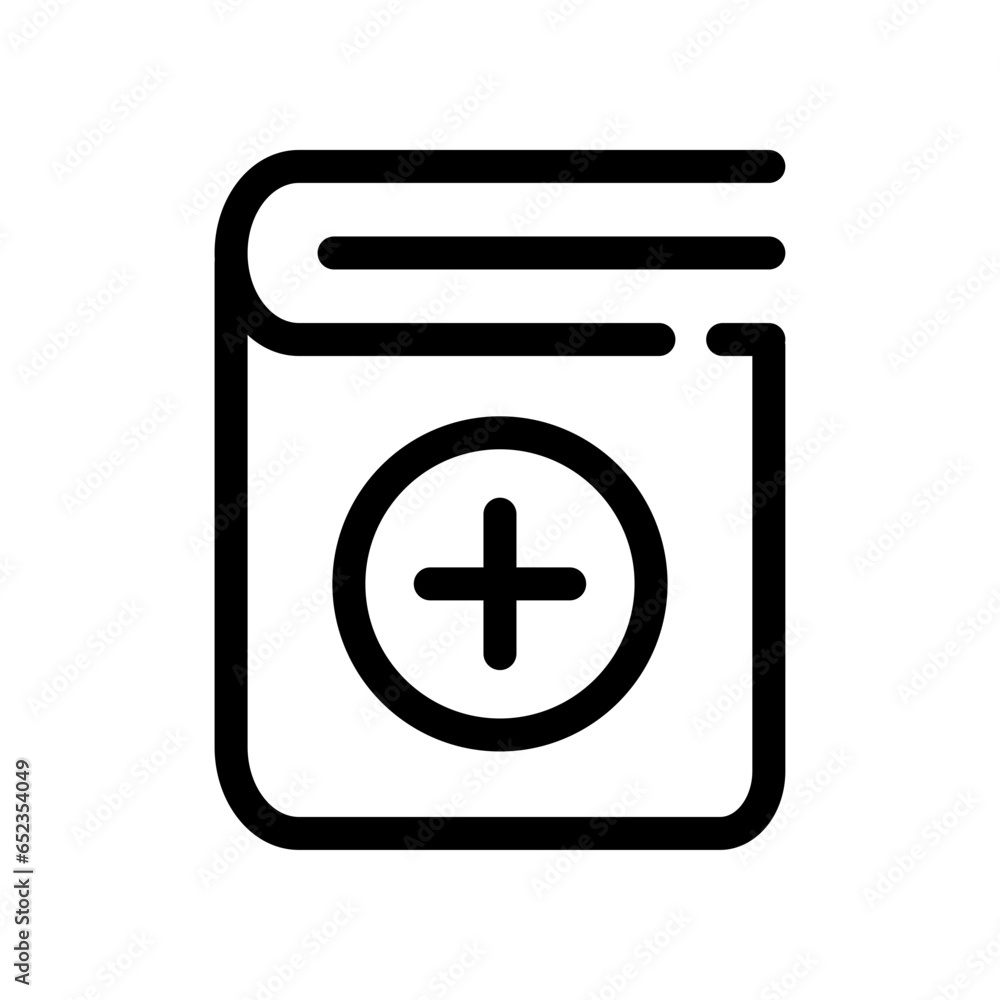 Add book icon. Creating new folder. cover dictionary with plus symbol ...