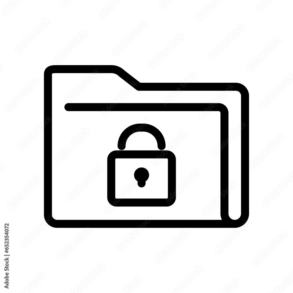 Protect documents or unlock folder icon. Folder padlock sign, secure ...