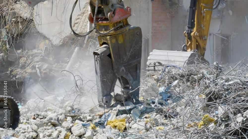 Process of dismantling the building. Equipment for engineering and ...