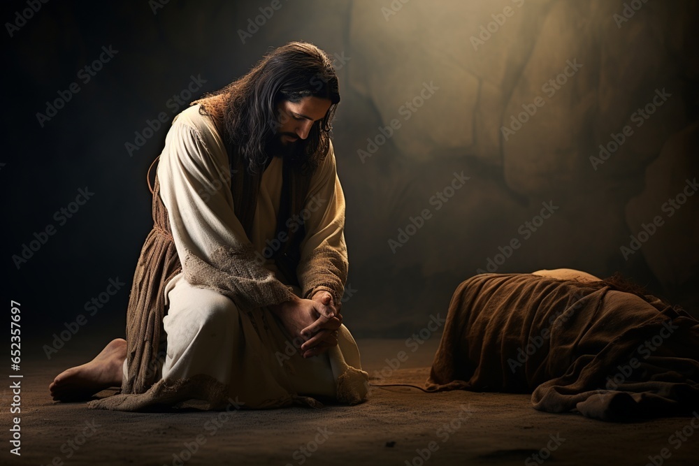 Sacred Moment: A Profound Professional Photo Depicting a Man Kneeling ...