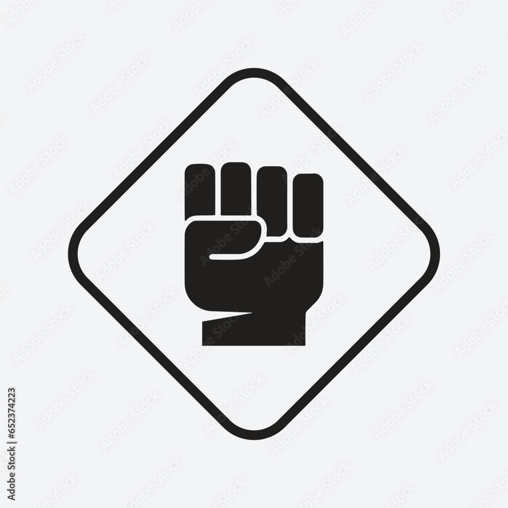 Fist clenched symbol. Power, strength icon vector. Raised fist vector ...
