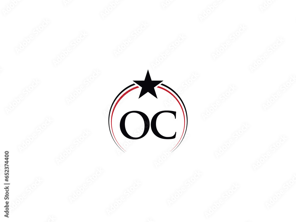 Premium Circle OC Star Logo, Typography Oc Logo Icon Vector Png Letter ...