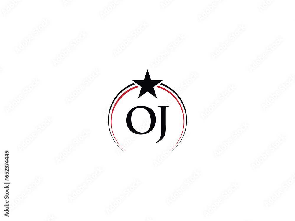 Premium Circle OJ Star Logo, Typography Oj Logo Icon Vector Png Letter ...
