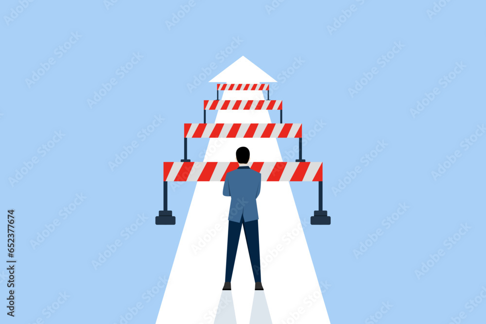 the concept of overcoming challenges and obstacles on the way to business success. increasing ...