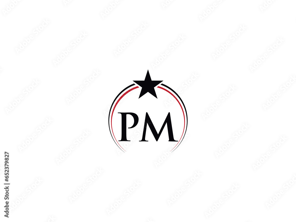 Typography PM Png Star Logo, Initial Luxury Pm mp Business Logo ...
